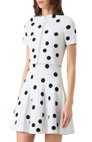 Akris Polka Dot Jacquard Fitted Crop Jacket