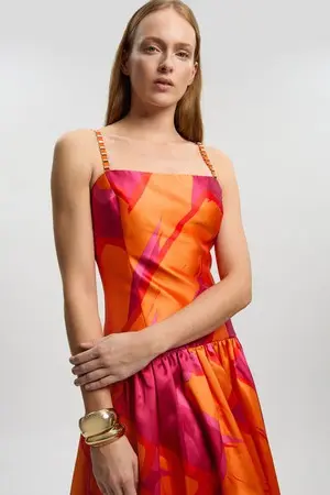 Karen Millen Abstract Print Strappy Maxi Dress