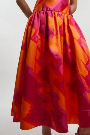Karen Millen Abstract Print Strappy Maxi Dress