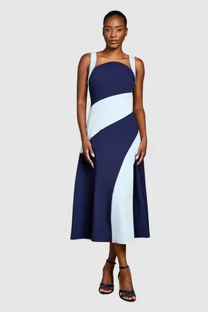 Coast Colour Block Midi Dress - Navy