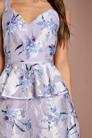 Coast Floral Jacquard Peplum Midi Dress