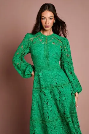 Coast Lace Panel Long Sleeve Midi Dress