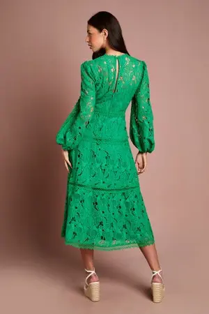 Coast Lace Panel Long Sleeve Midi Dress