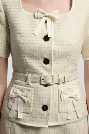 Karen Millen Tweed Bow Midi Dress