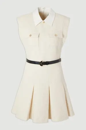 Karen Millen Tweed Collared Sleeveless Mini Dress