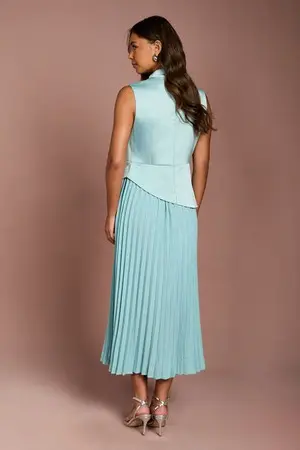 Coast High Neck Pleated Midi Dress