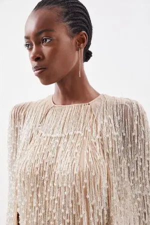 Karen Millen Fringe Cape Mini Dress