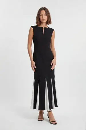 Karen Millen Godet Detail Maxi Dress - Mono