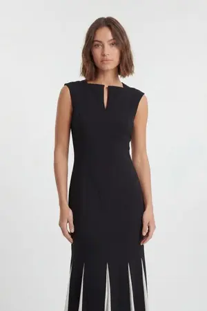 Karen Millen Maxi Dress With Contrast Godet Detail