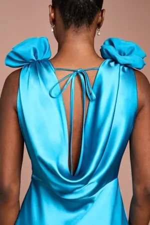 Coast Corsage Satin V-neck Maxi Dress - Teal