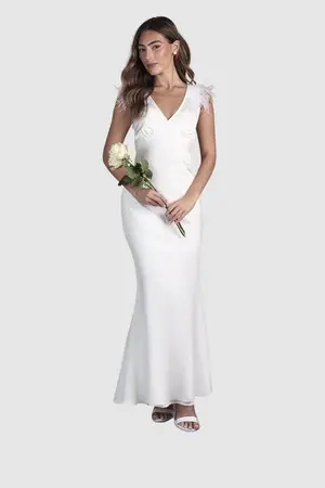 Coast V-neck Satin Maxi Dress - Ivory