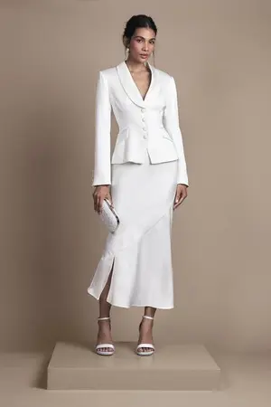 Coast Satin Side-split Fitted Midi Skirt