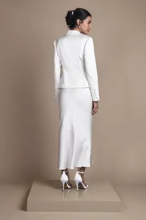 Coast Satin Side-split Fitted Midi Skirt