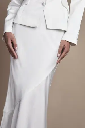 Coast Satin Side-split Fitted Midi Skirt