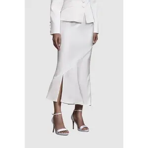Coast Satin Midi Skirt With Side Split - Ivory