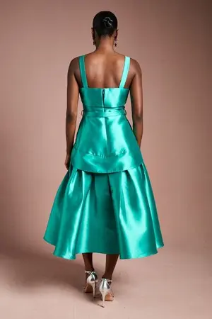 Coast Button-trim Belted Full Skirt Midi Dress