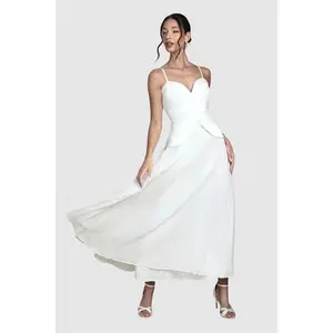 Coast Strappy Crepe Maxi Dress With Peplum Detail - Ivory
