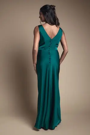 Coast Sleeveless Satin Boat Neck Maxi Dress