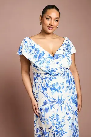 Coast Bardot Printed Wrap Midi Dress