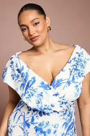 Coast Bardot Printed Wrap Midi Dress