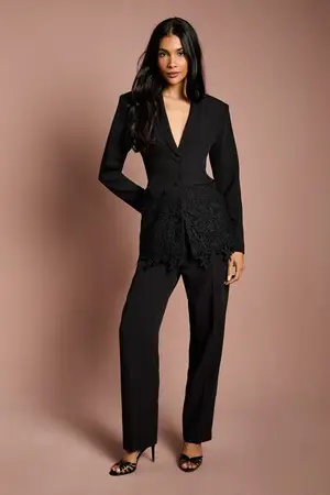 Coast Single Breasted Embroidered Lace Blazer