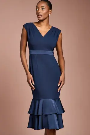 Coast Crepe Peplum Dress - Navy