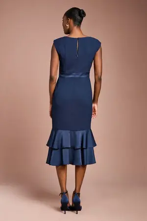 Coast Crepe Peplum Dress - Navy