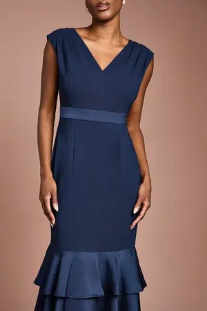 Coast Crepe Peplum Dress - Navy