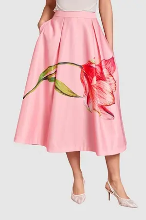 Coast Satin Midi Skirt - Pink