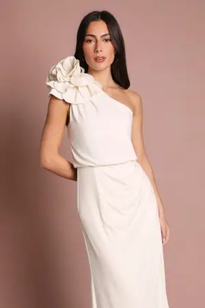 Coast One Shoulder Jersey Maxi Dress With Corsage Detail