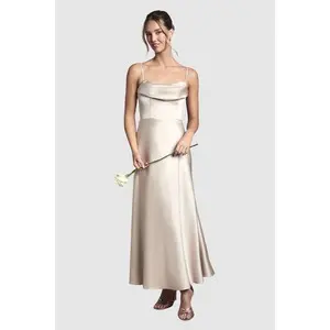 Coast Strappy Satin Maxi Bridesmaid Dress - Champagne