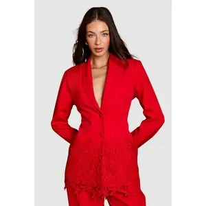 Coast Embroide Single Breasted Blazer - Red