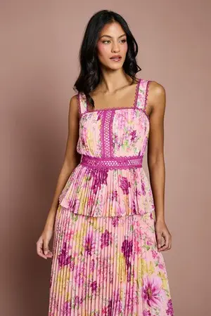 Coast Petite Lace Pleated Midi Dress