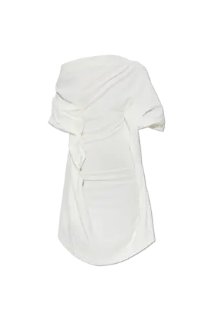 Issey Miyake Asymmetrical Dress With Draping - White