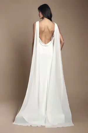 Coast Petite Chiffon Maxi Dress With Cowl Back - Ivory