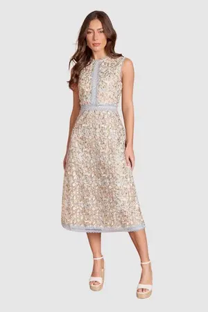 Coast Embroidered Floral Fitted Midi Dress - Ivory