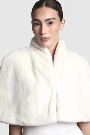Coast Faux Fur Cropped Cape - Ivory