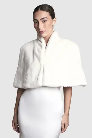 Coast Faux Fur Cropped Cape - Ivory