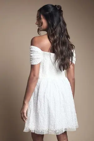 Coast Bardot Embellished Bridal Mini Dress