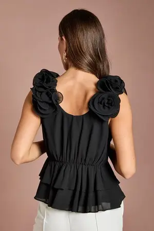 Coast Floral Chiffon V-neck Peplum Top