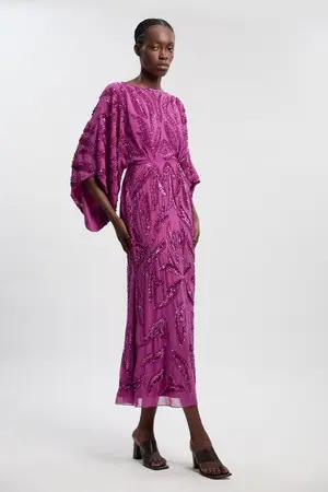 Karen Millen Embellished Maxi Dress - Purple