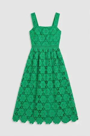 OASIS Floral Lace Square Neck Midi Dress