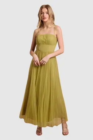 OASIS Corset Detail Maxi Dress - Soft Lime