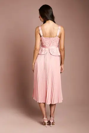 Coast Lace Peplum Belted Midi Dress