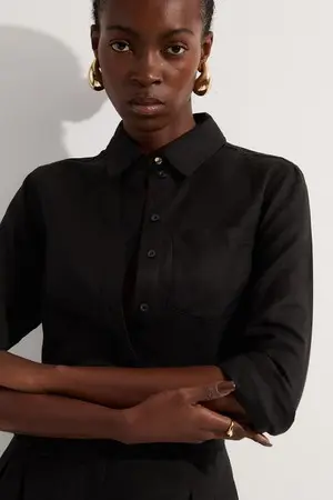 Karen Millen Linen Blend Long Sleeve Shirt