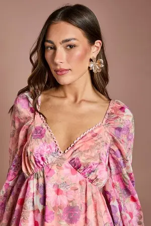 Coast Printed Fit & Flare Maxi Dress With Balloon Sleeves