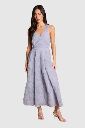 Coast Embroidered Tie Back Maxi Dress - Pale Blue