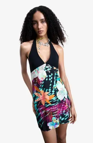Desigual Floral Halter Minidress