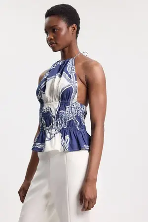 Karen Millen Chain Print Halter Top