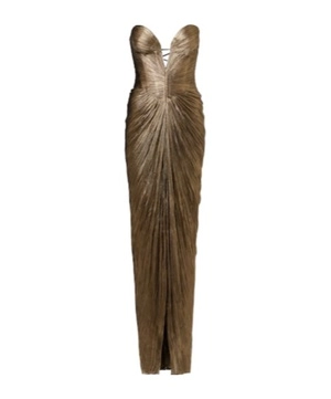 MARIA LUCIA HOHAN Alessandra Gathered Silk Bustier Gown - Green